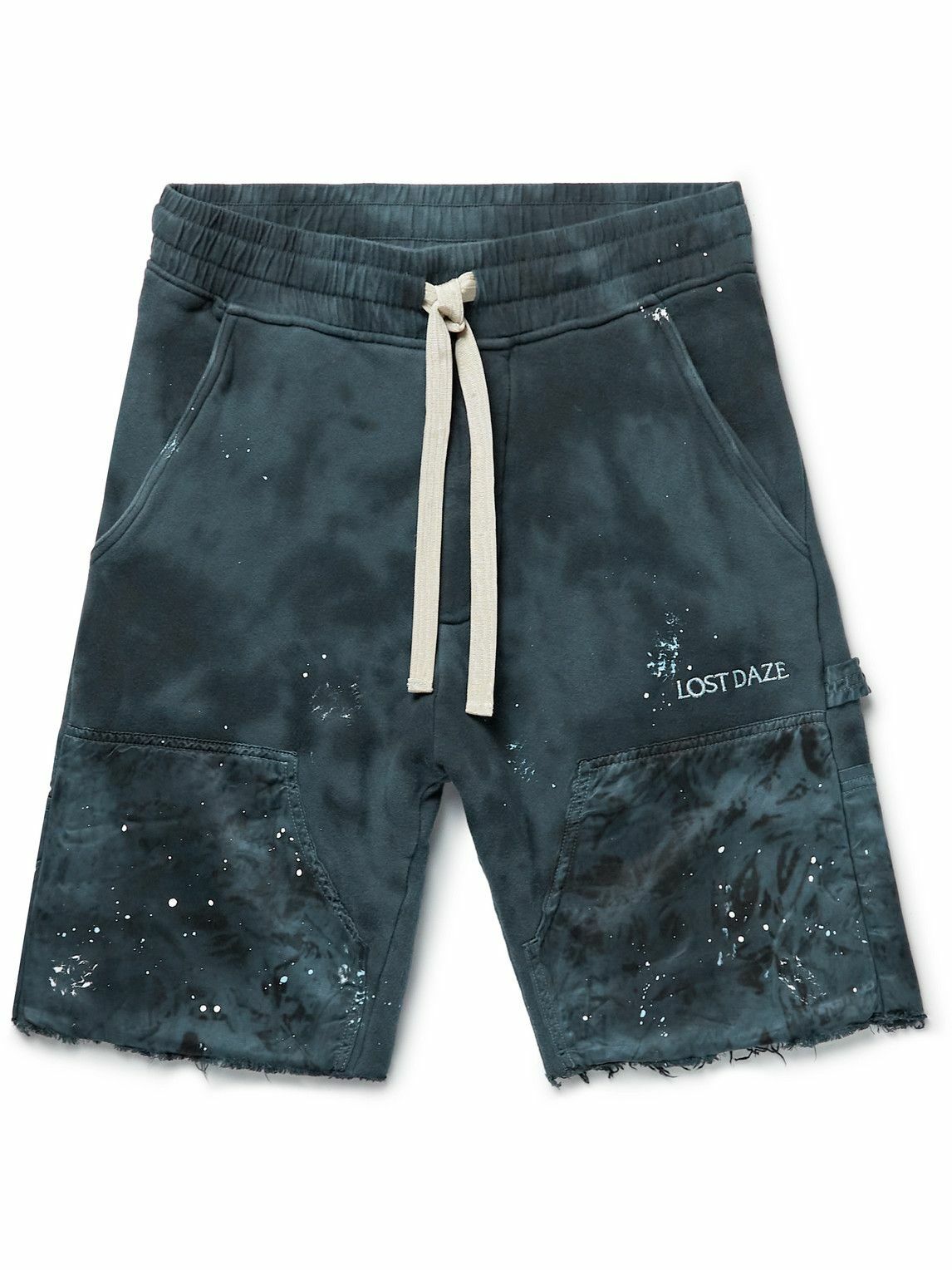 Lost Daze - Paint-Splattered Printed Cotton-Jersey Drawstring Shorts ...