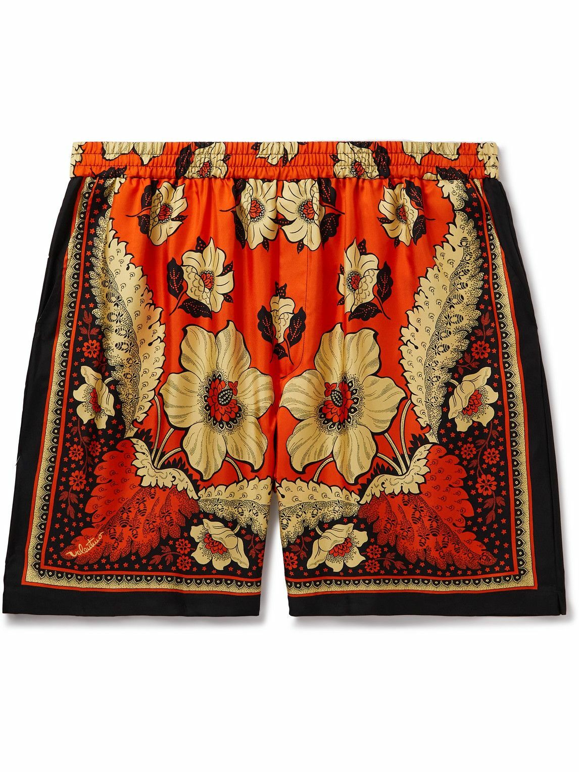 Valentino - Straight-Leg Floral-Print Silk-Twill Bermuda Shorts ...