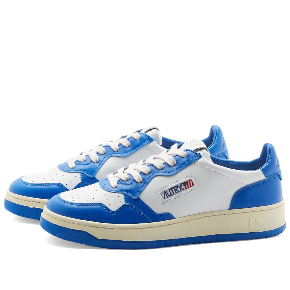 Autry Men's 01 Low Contrast Sneakers in White/Blue Autry