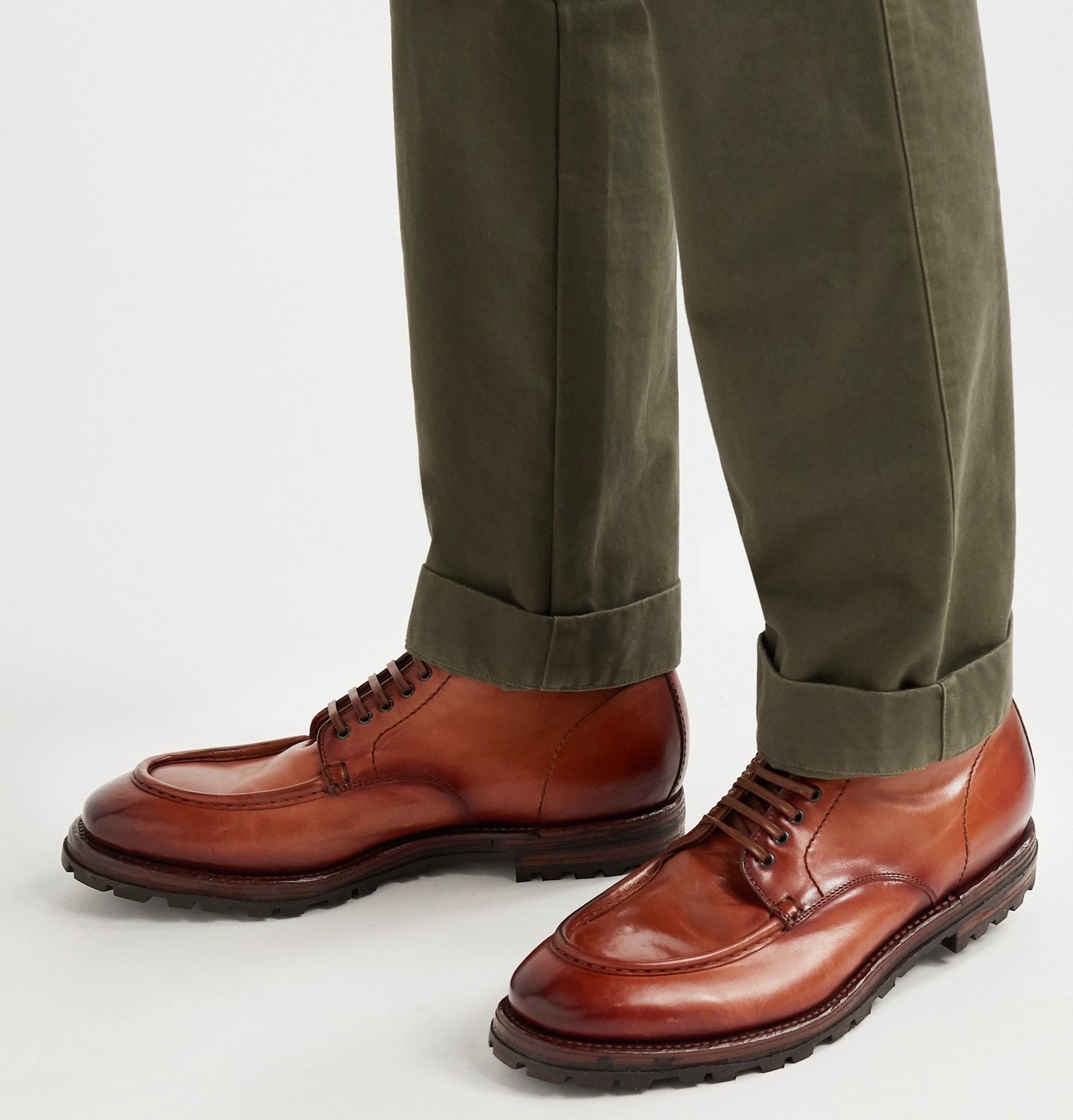 Officine Creative - Vail Burnished-Leather Lace-Up Boots - Brown ...