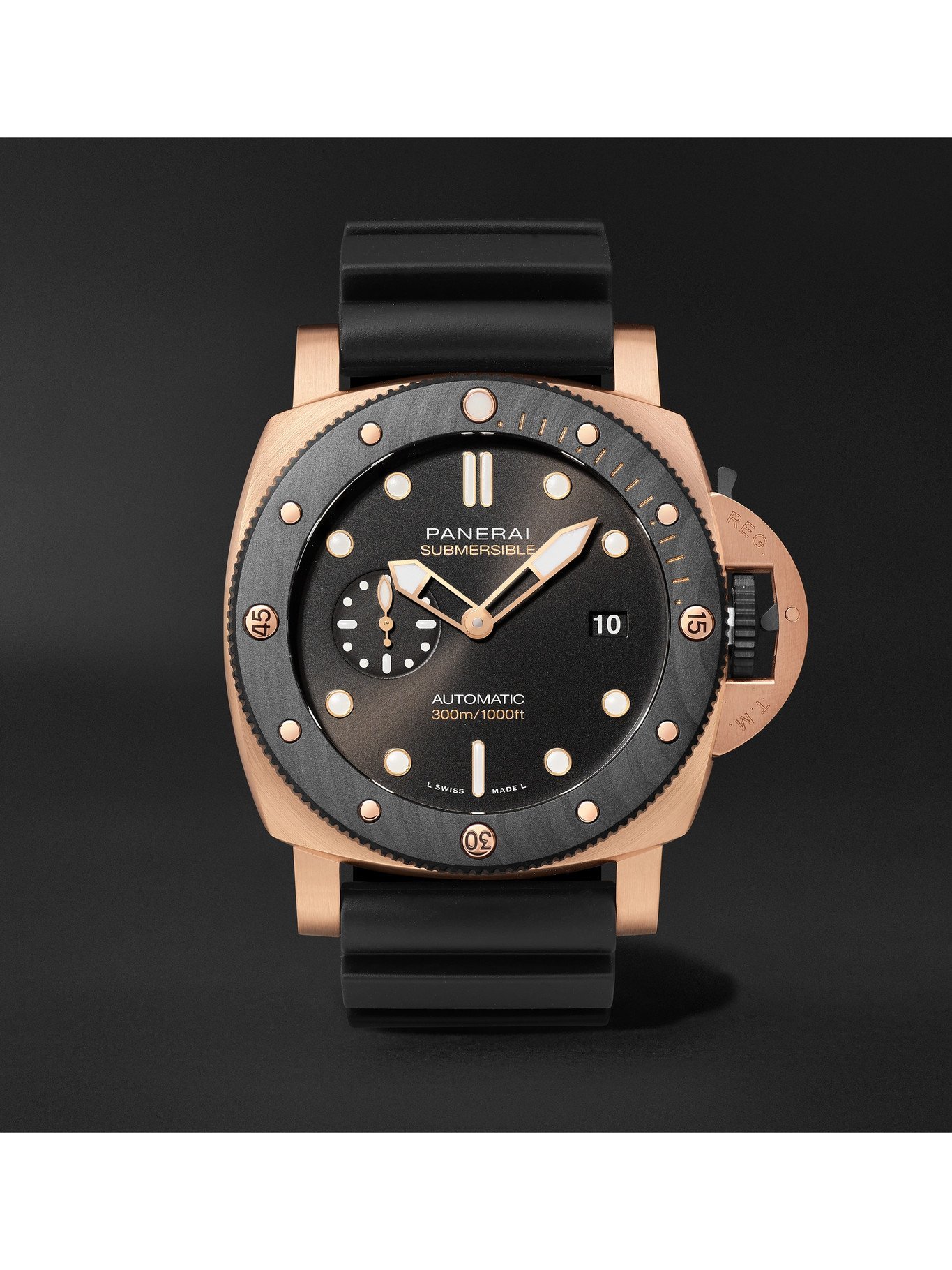 PANERAI - Submersible OroCarbo Automatic 44mm Goldtech and Rubber Watch ...