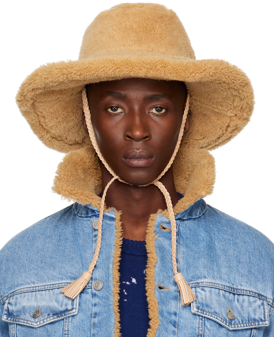Bally Tan Shearling Cowboy Hat Bally