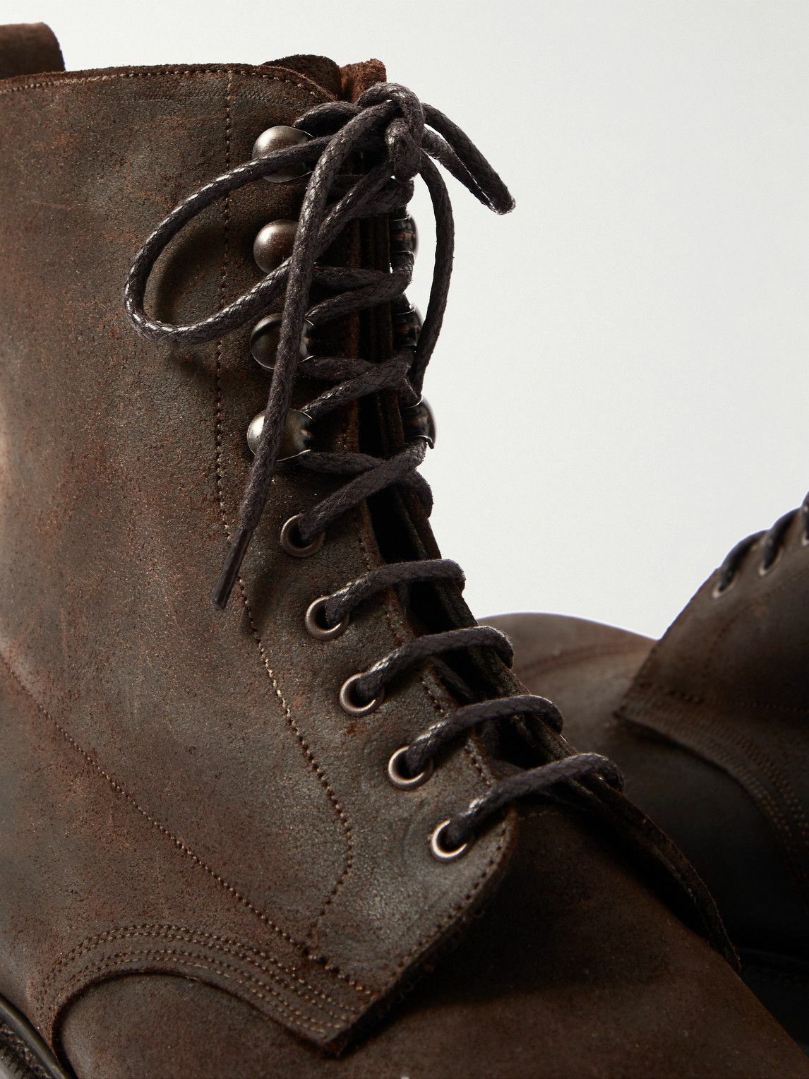 Edward Green - Ambleside Waxed-Suede Lace-Up Boots - Brown Edward Green