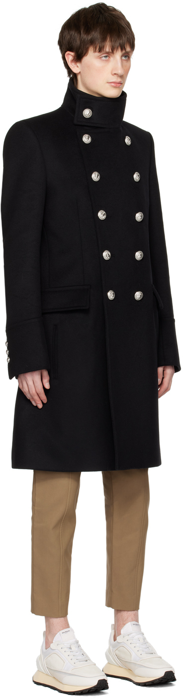 Balmain Black Military-Style Coat Balmain