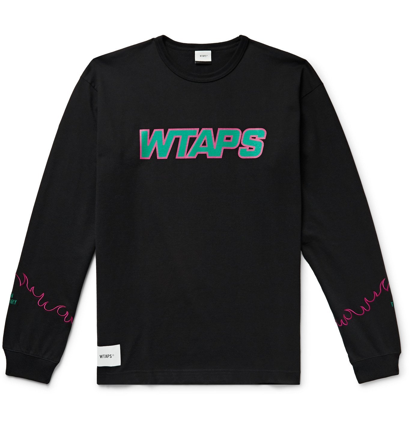 WTAPS - Embroidered Logo-Print Cotton-Blend Jersey T-Shirt - Black WTAPS