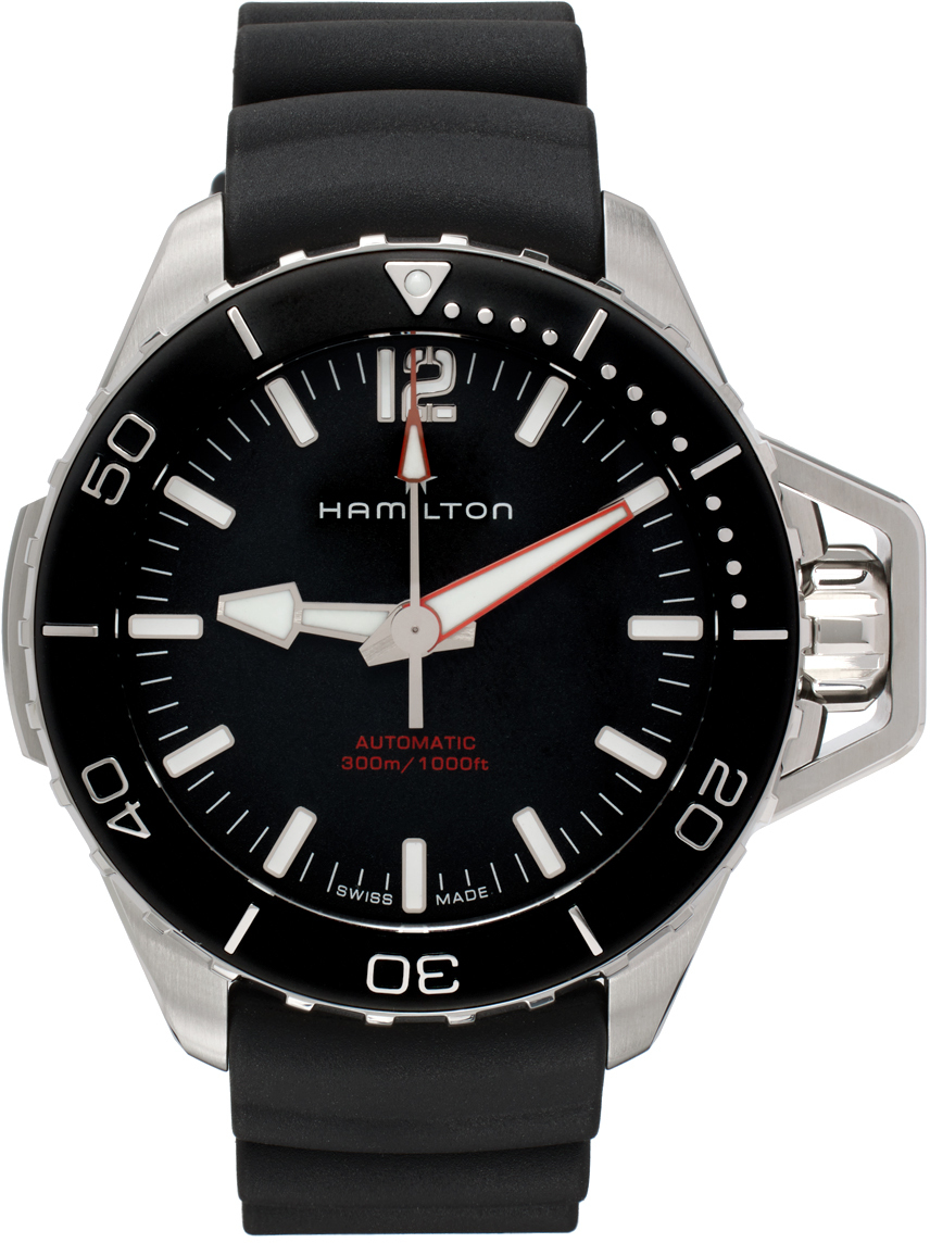 Hamilton Black Khaki Navy Frogman Auto Watch Hamilton