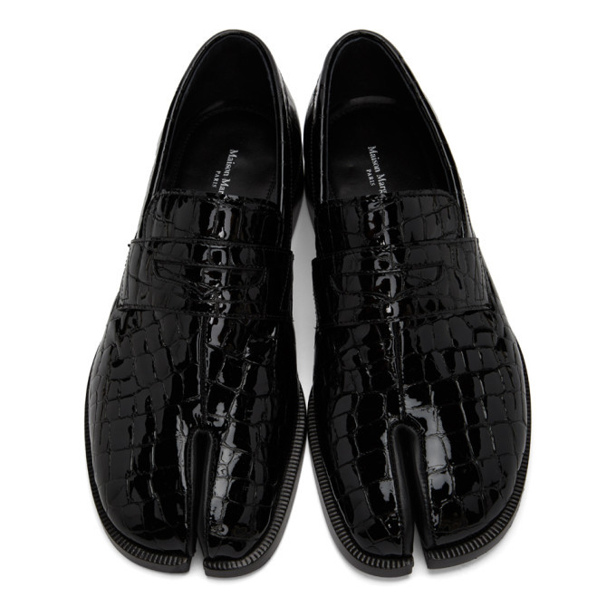 Maison Margiela Black Croc Tabi Advocate Loafers Maison Margiela