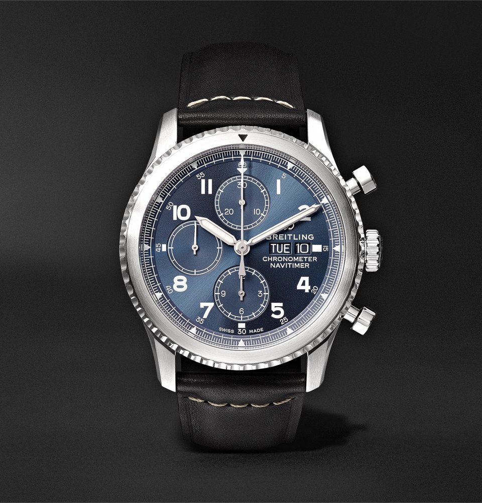 Breitling - Navitimer 8 Automatic Chronograph 43mm Steel and Leather ...