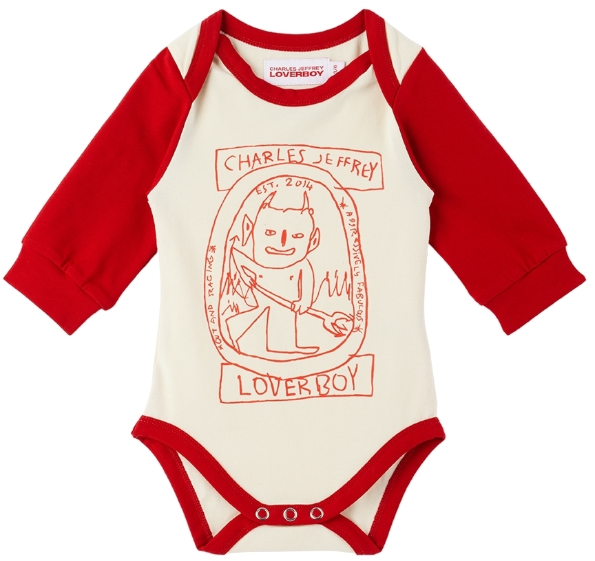 Charles Jeffrey Loverboy SSENSE Exclusive Baby Red & Off-White Onesie ...