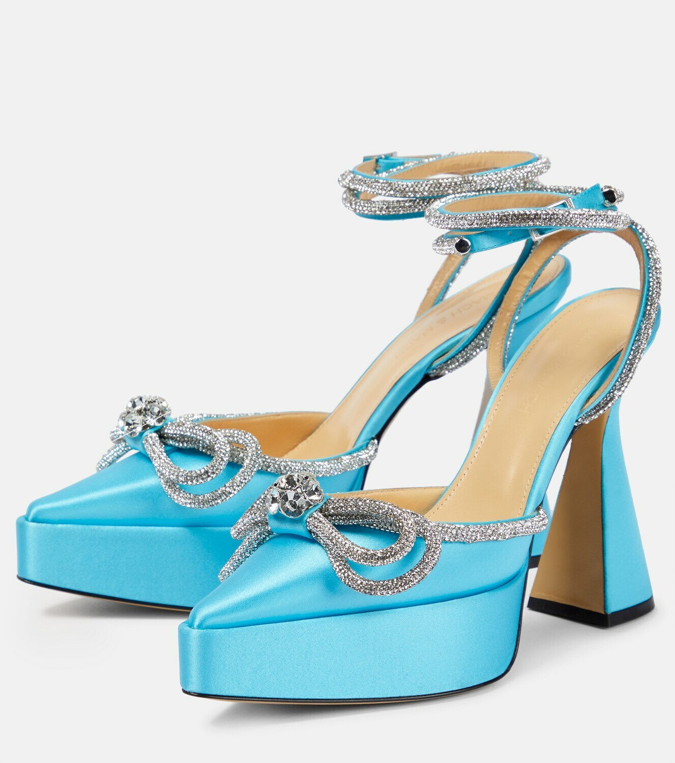 Mach & Mach - Double Bow embellished satin pumps MACH & MACH