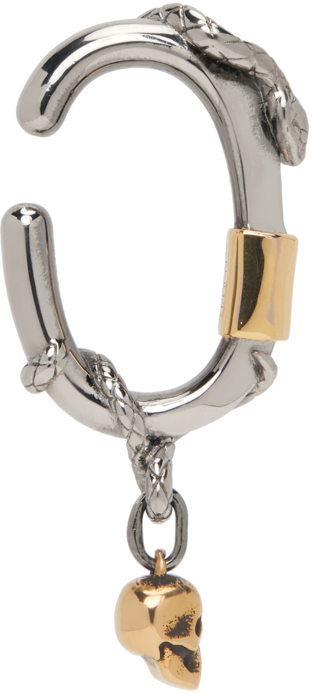 Alexander McQueen Silver & Gold Skull Single Ear Cuff Alexander McQueen
