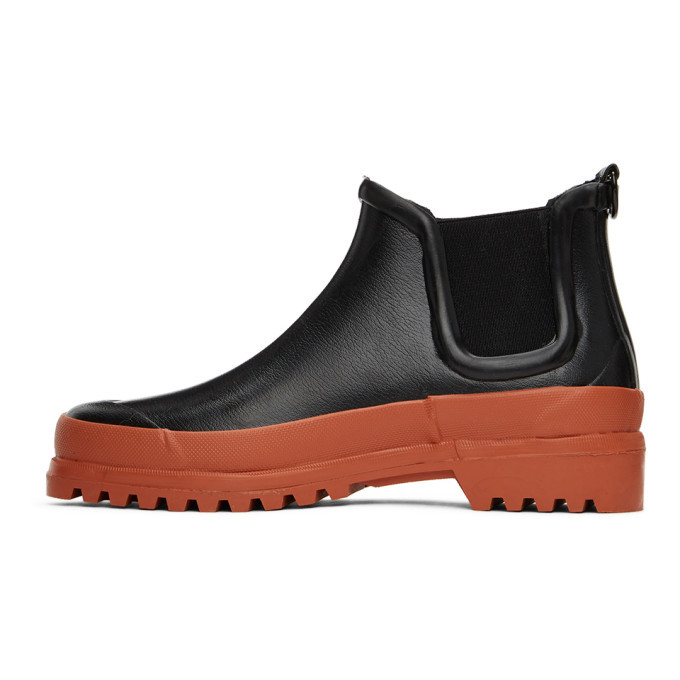 Stutterheim Black and Orange Rainwalker Chelsea Boots Stutterheim