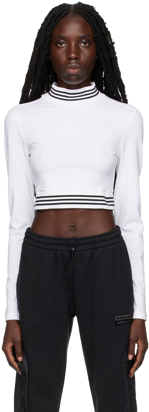adidas Originals White Cropped Turtleneck adidas Originals