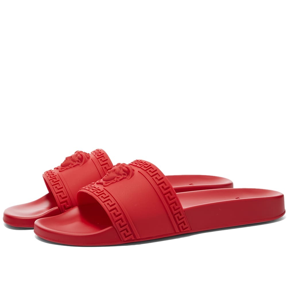 Versace Men's Medusa Pool Slide in Red Versace