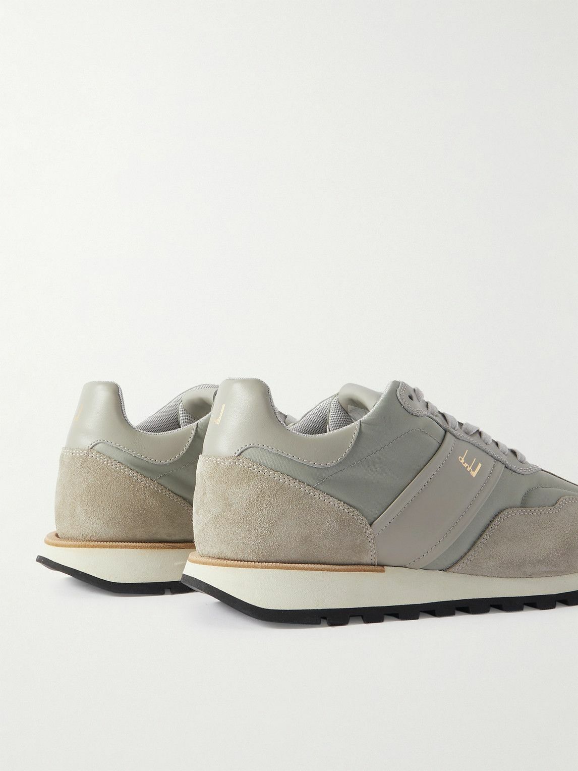 Dunhill - Legacy Runner Suede-Trimmed Leather and Nylon Sneakers - Gray ...