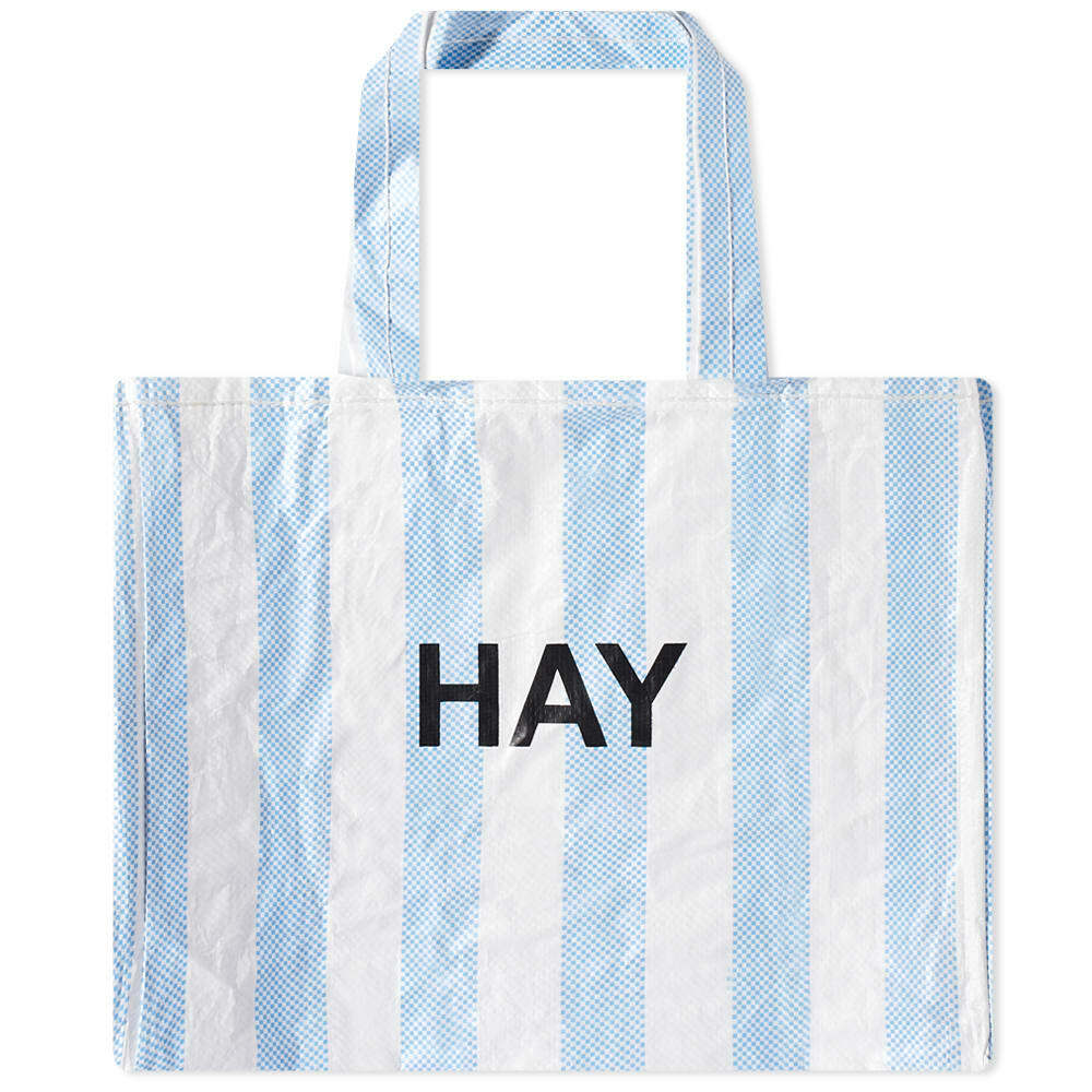 HAY Recycled Candy Stripe Bag - Medium in Blue/White HAY