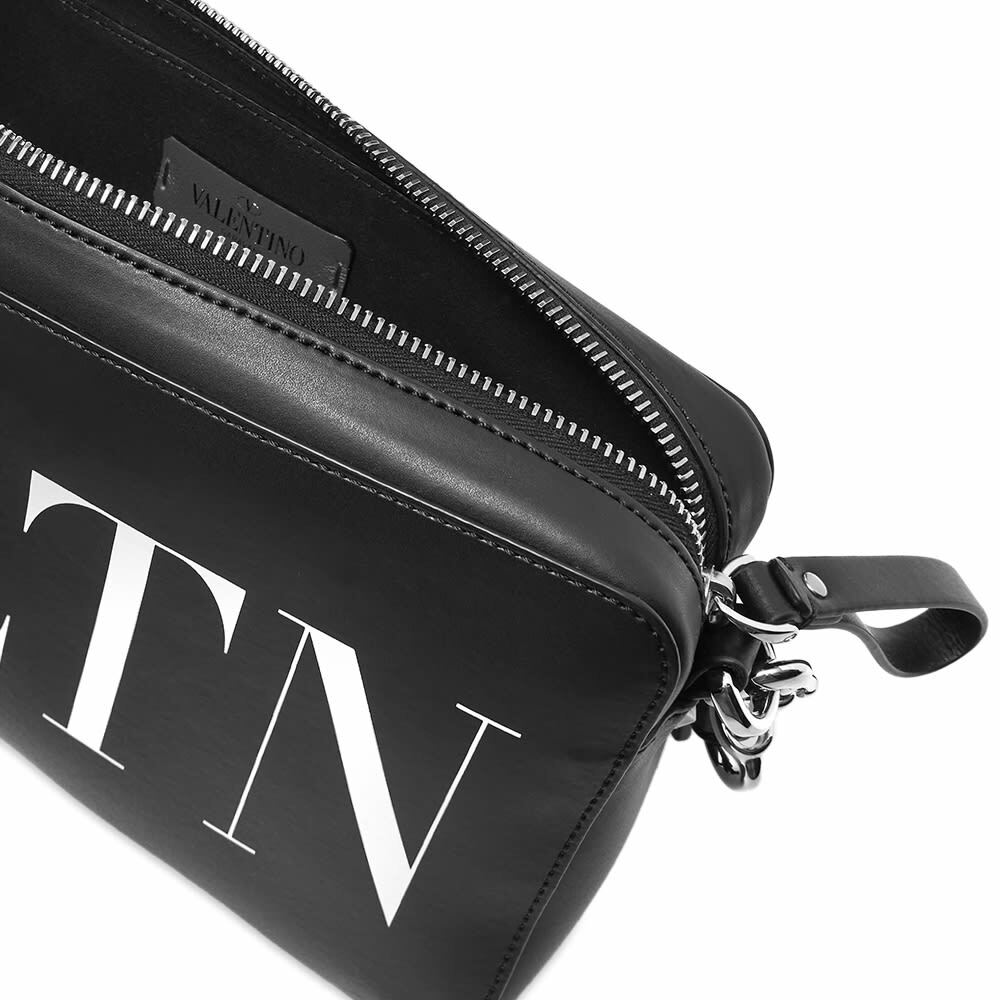 Valentino Men's VLTN Leather Cross Body Bag in Nero/Bianco Valentino