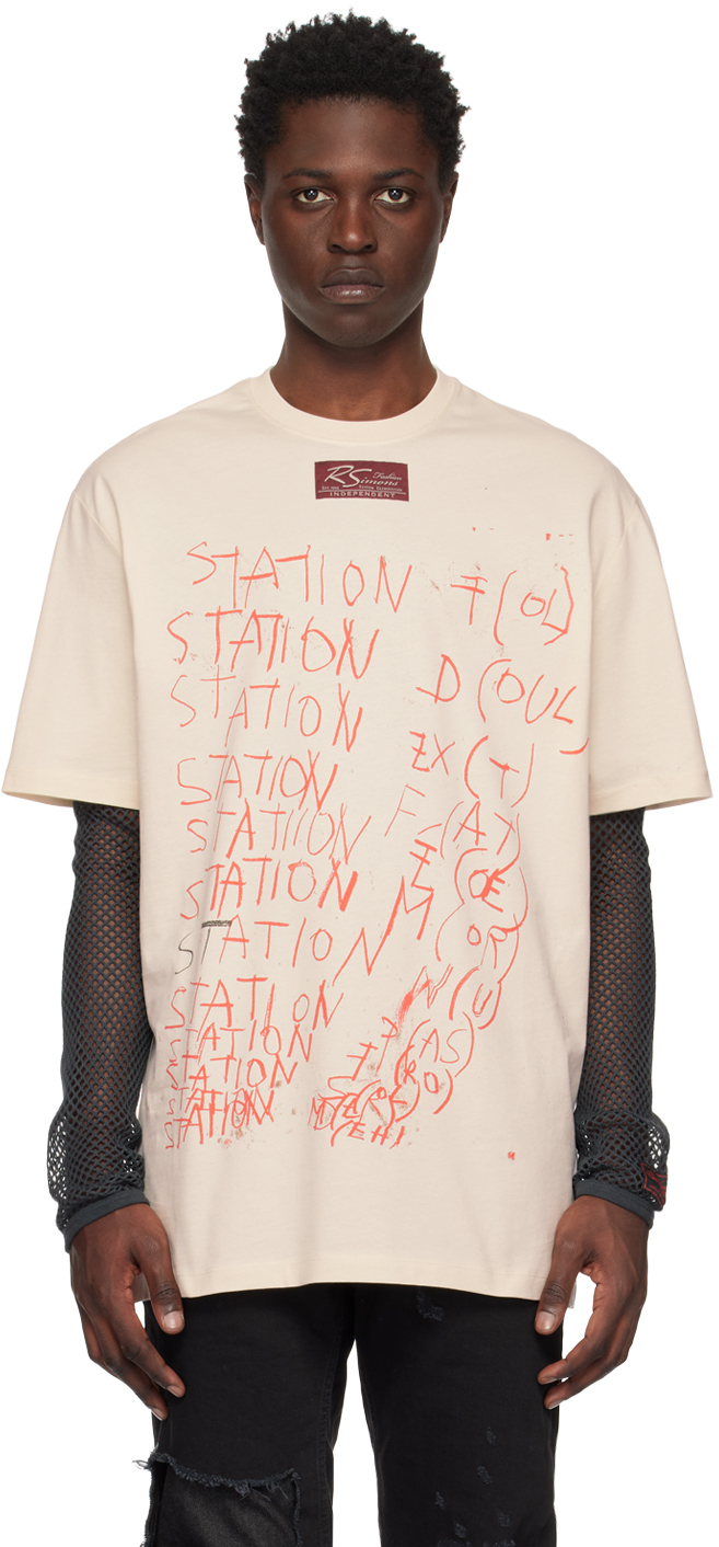 Raf Simons Beige 'Station' T-Shirt Raf Simons