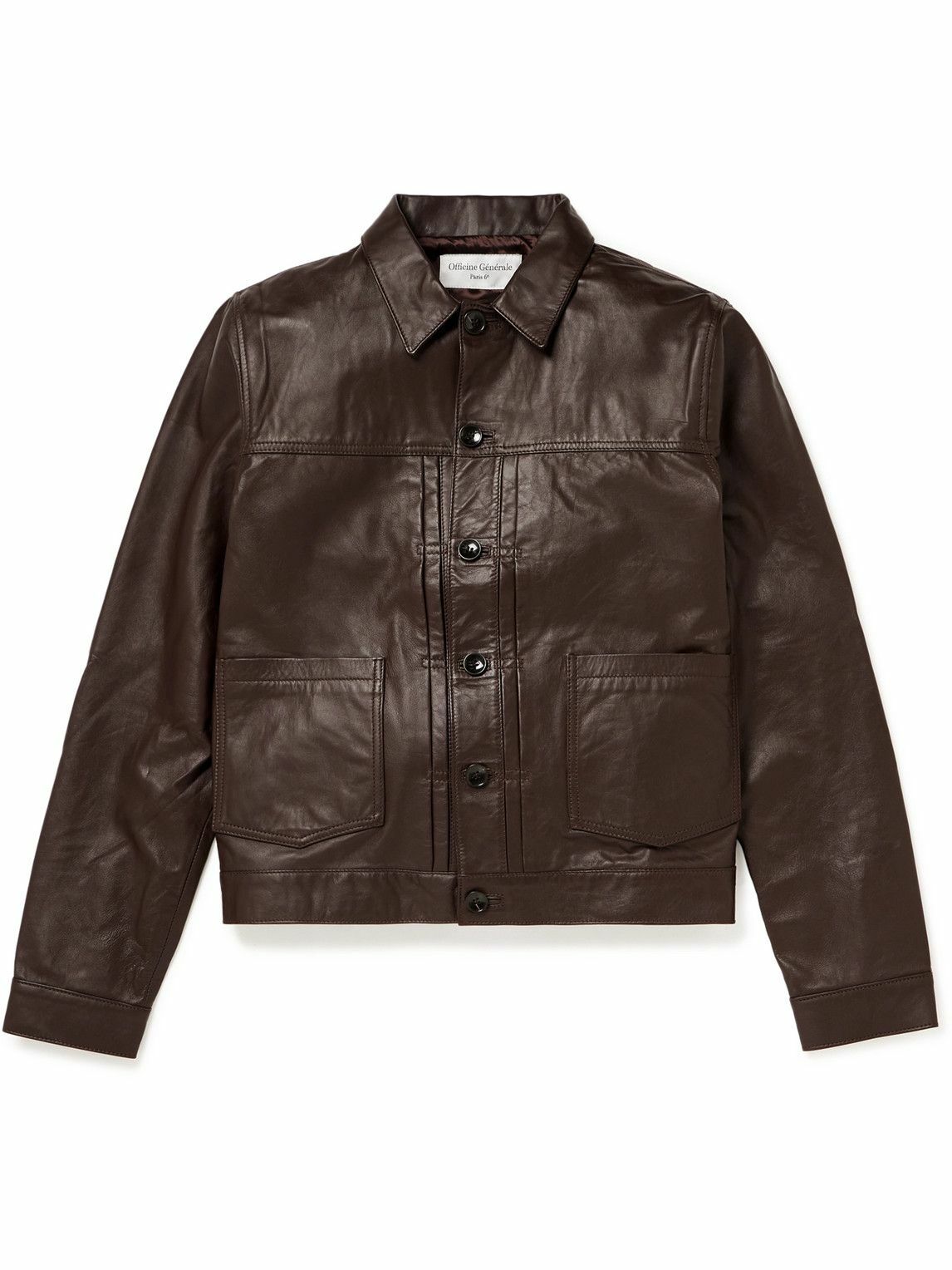 Officine Générale - Leo Leather Jacket - Brown Officine Generale