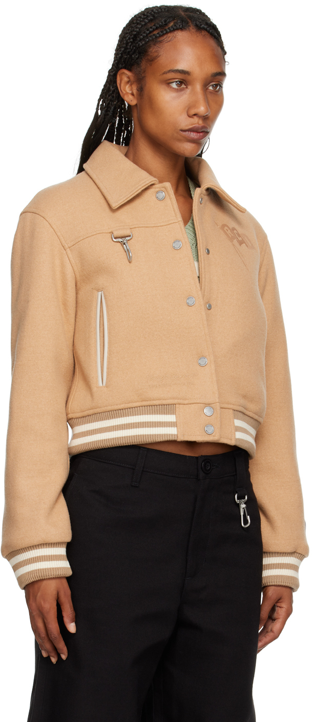 Reese Cooper Tan Embroidered Bomber Jacket Reese Cooper