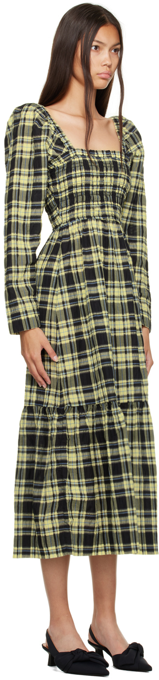 GANNI Yellow Checkered Maxi Dress GANNI