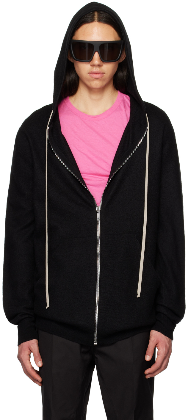 Rick Owens Black Zipped Hoodie Rick Owens