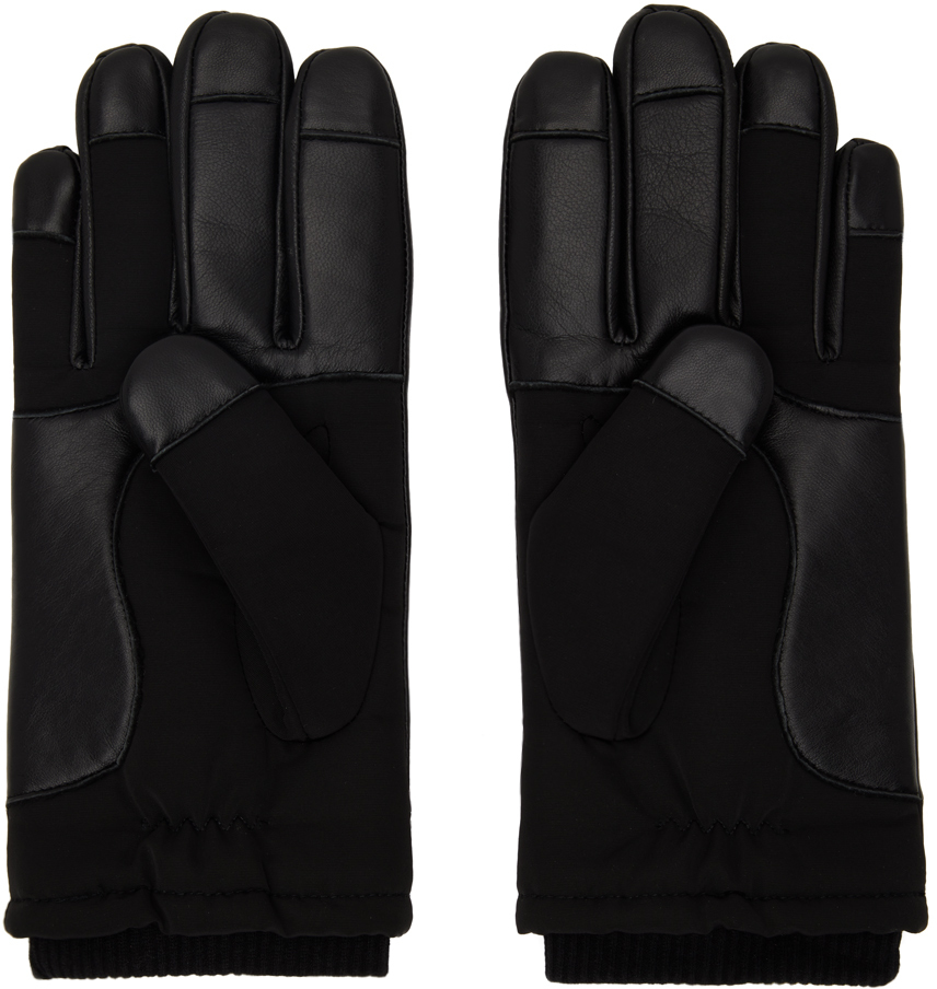 Hugo Black Leather Gloves Hugo Boss