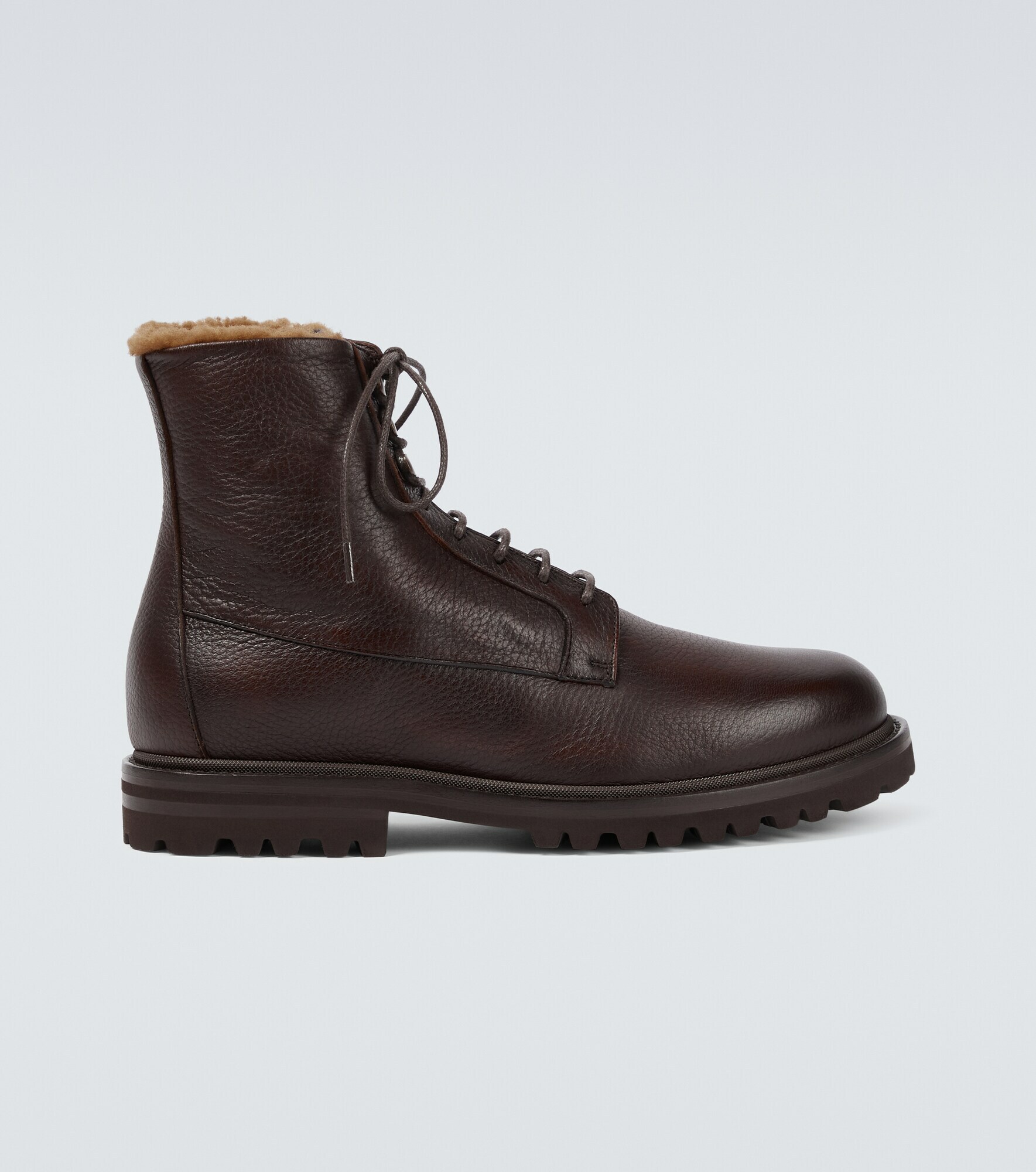 Brunello Cucinelli - Shearling-lined leather lace-up boots Brunello ...