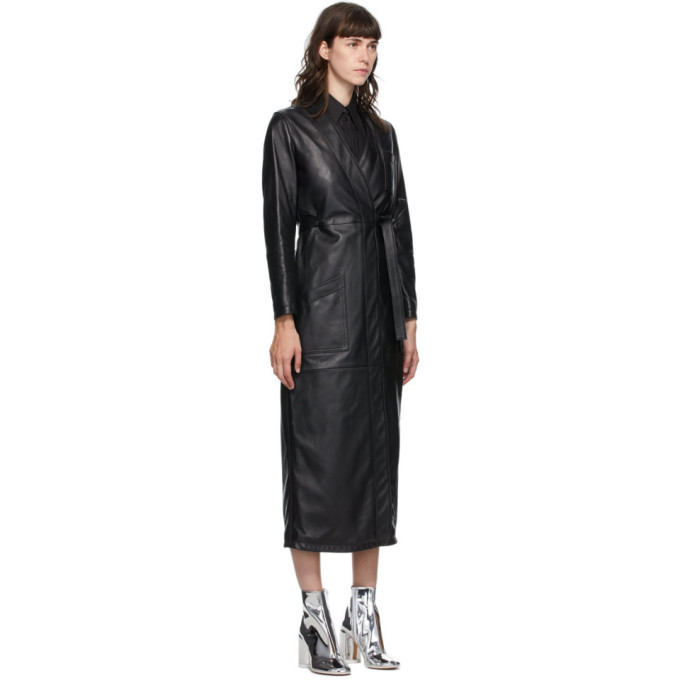 MM6 Maison Margiela Black Leather Wrap Jacket MM6 Maison Margiela