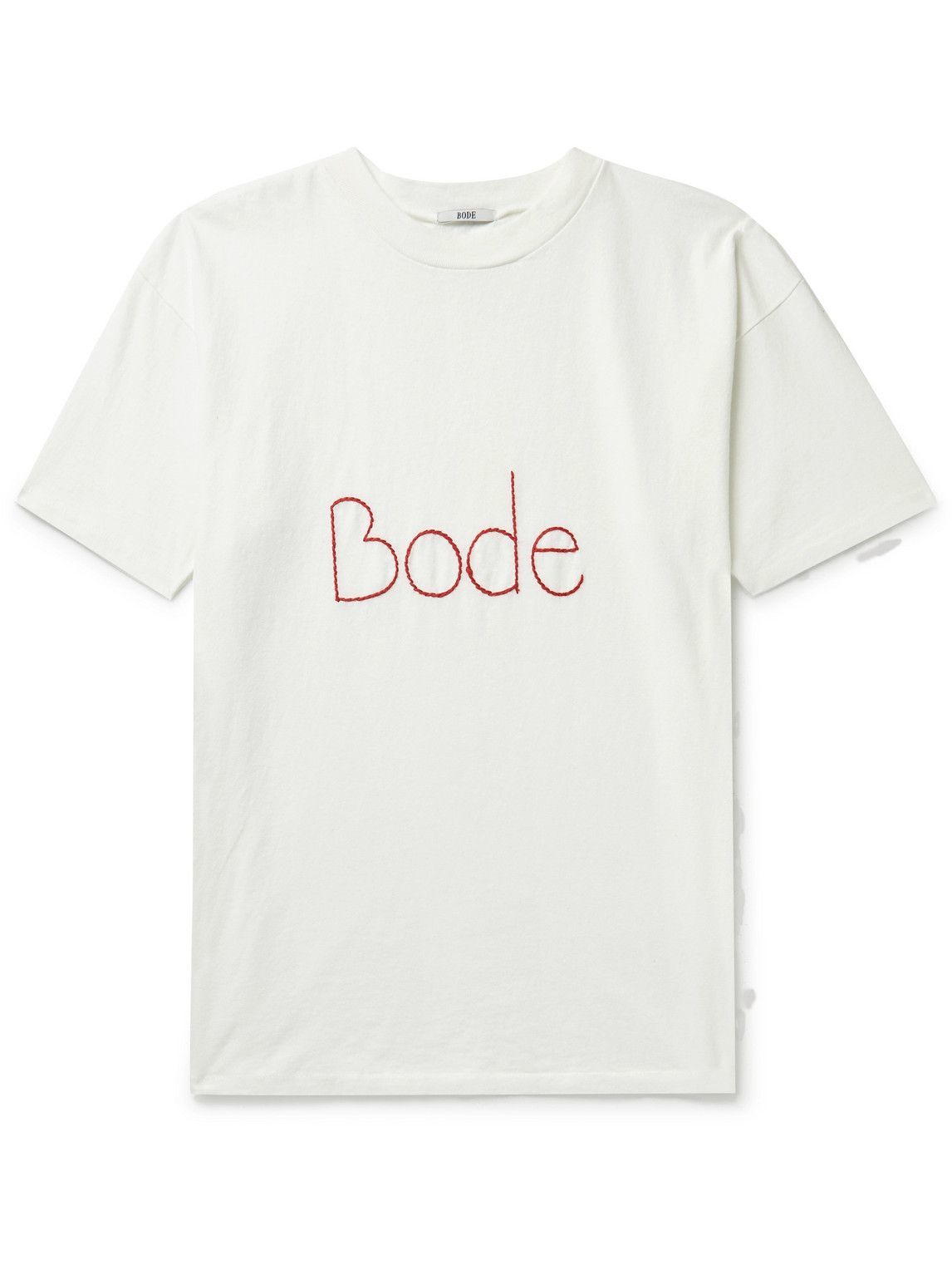 BODE - Logo-Embroidered Cotton-Jersey T-Shirt - Neutrals Bode