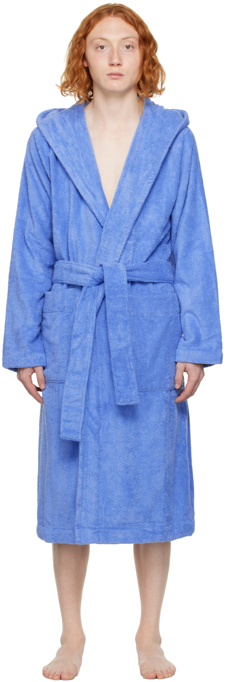 Tekla Blue Oversized Hooded Bathrobe Tekla Fabrics