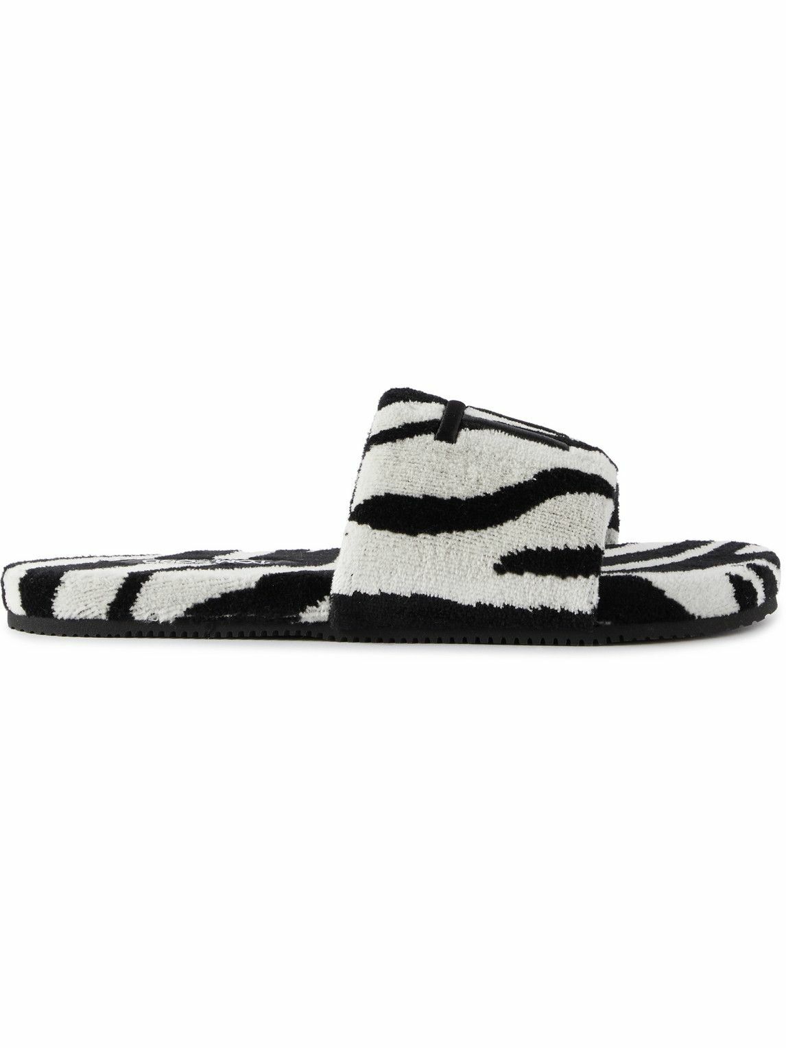 TOM FORD - Harrison Logo-Embroidered Zebra-Print Terry Sandals - White ...