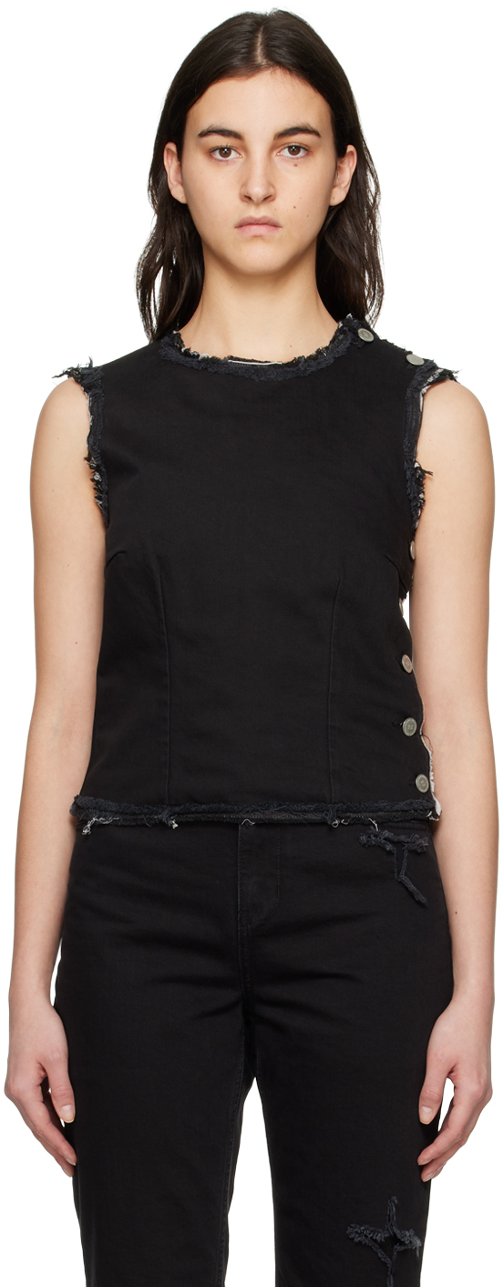 Raf Simons Black Doubled Denim Tank Top Raf Simons