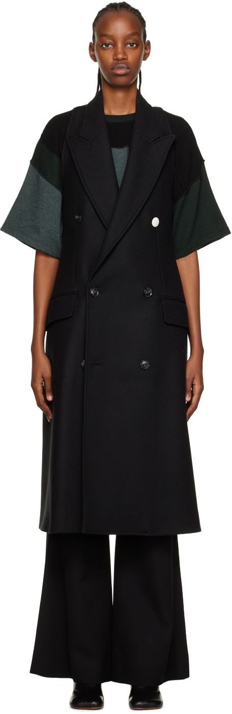 MM6 Maison Margiela Black Double-Breasted Vest MM6 Maison Margiela