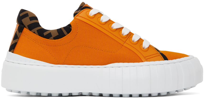 Fendi Orange 'Forever Fendi' Trim Sneakers Fendi