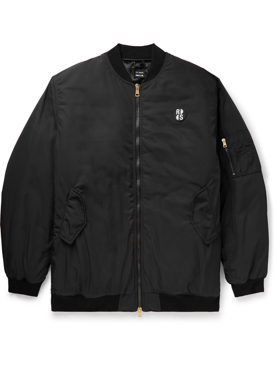 Raf Simons - Smiley Logo-Print Shell Padded Bomber Jacket - Black Raf ...