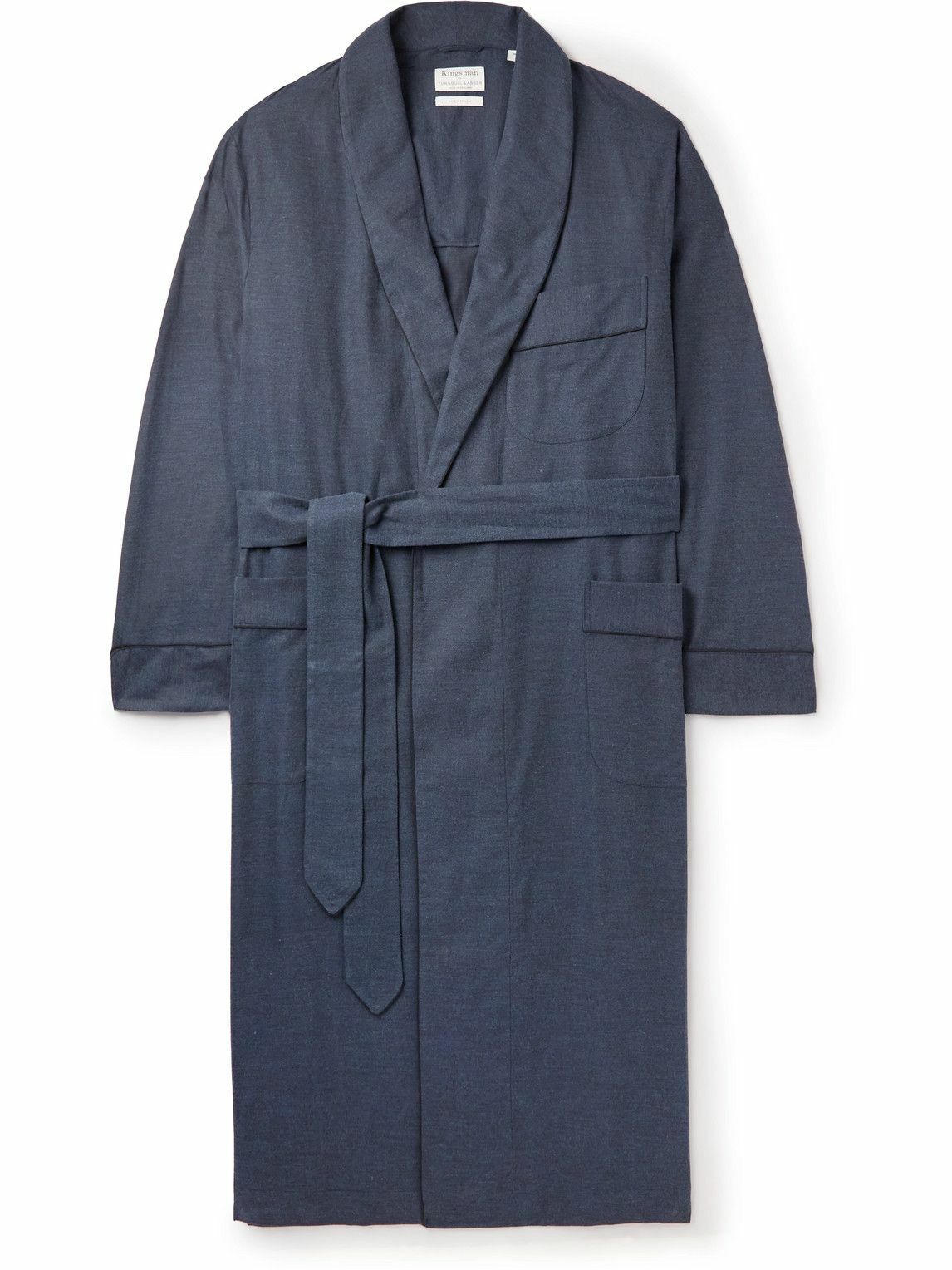 Kingsman - Brushed Cotton-Twill Robe - Blue Kingsman