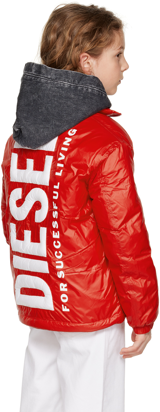 Diesel Kids Red Zipped Puffer Jacket Diesel