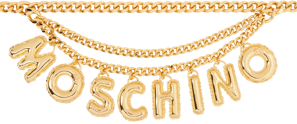 Moschino Gold Inflatable Lettering Chain Belt Moschino