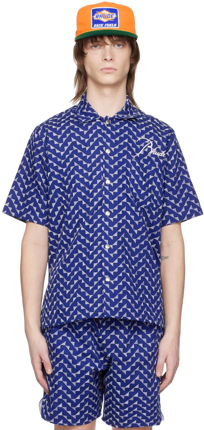 Rhude Navy Embroidered Shirt Rhude