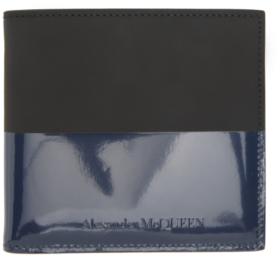 Alexander McQueen Black & Navy Bifold Wallet Alexander McQueen