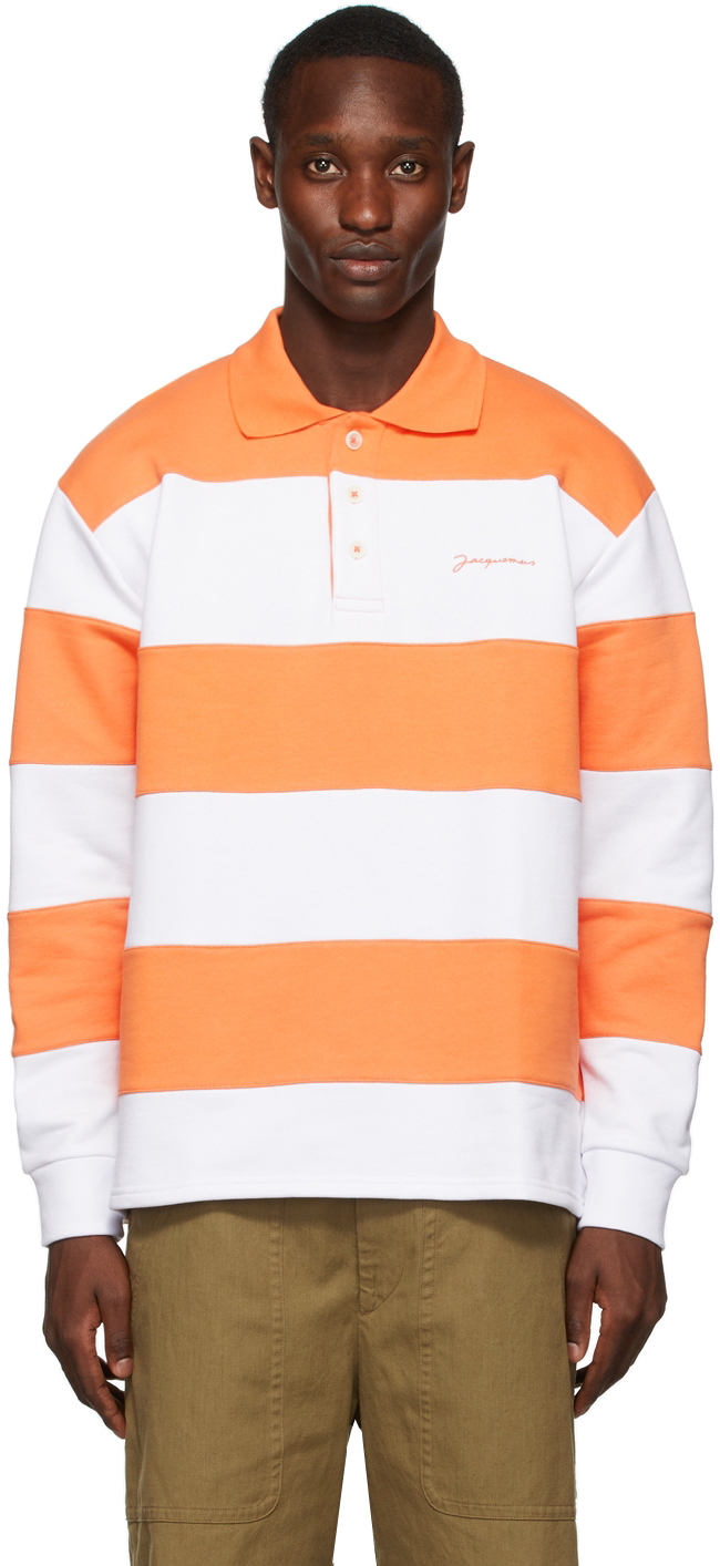 Jacquemus Orange & White 'Le Polo Rayures' Polo Jacquemus