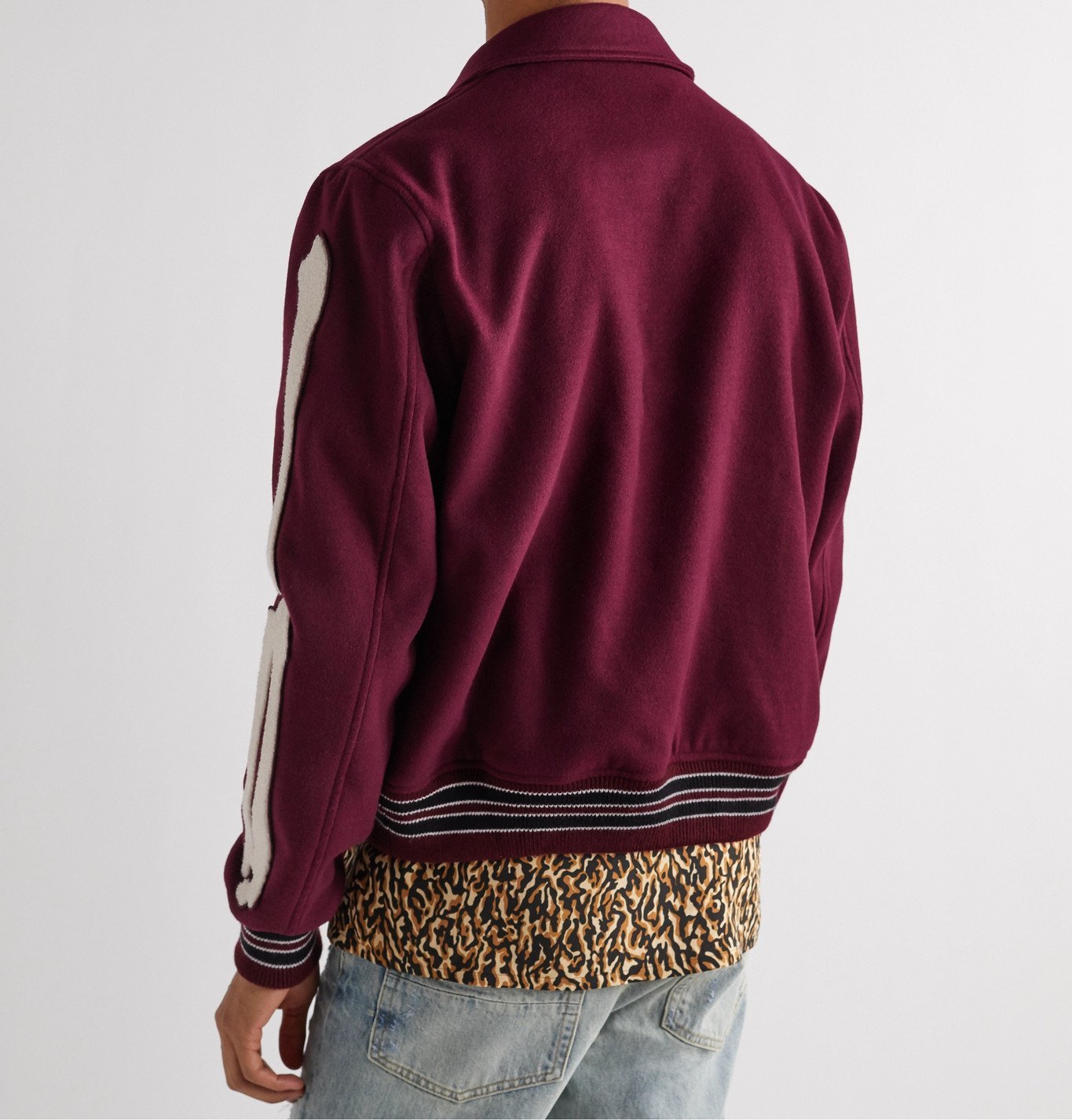 AMIRI - Logo-Embroidered Appliquéd Fleece Bomber Jacket - Burgundy Amiri