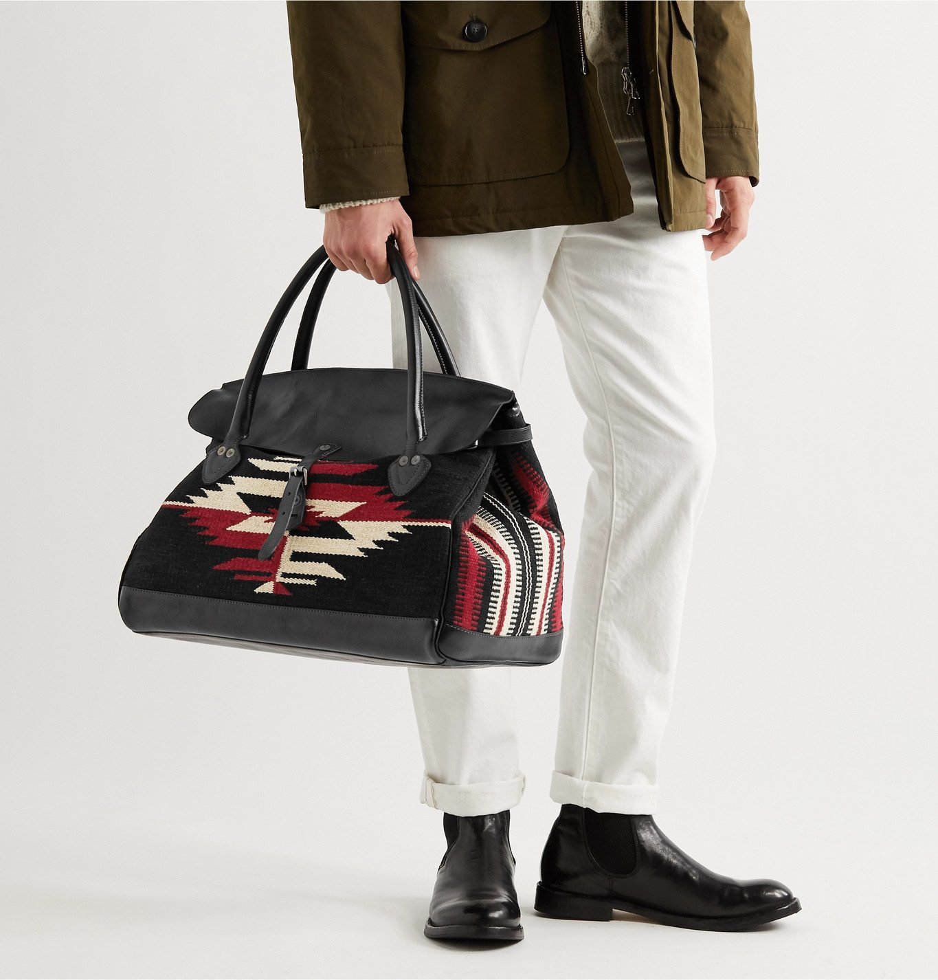 RRL - Leather and Jacquard Holdall - Black RRL