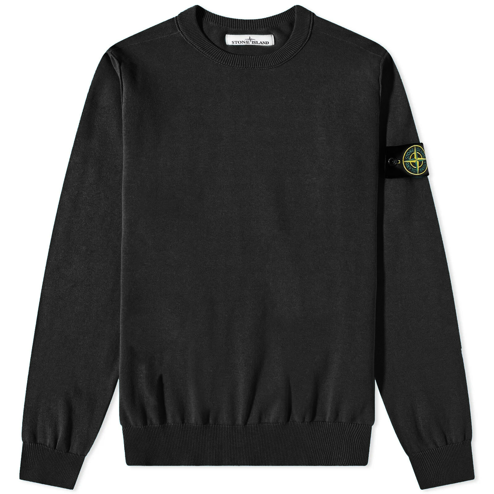 Stone Island Men's Soft Cotton Crew Neck Knit in Black Stone Island