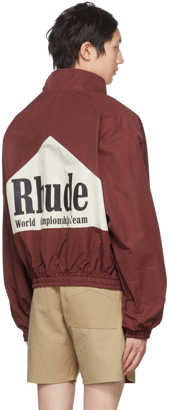 Rhude Burgundy & White Paneled Jacket Rhude