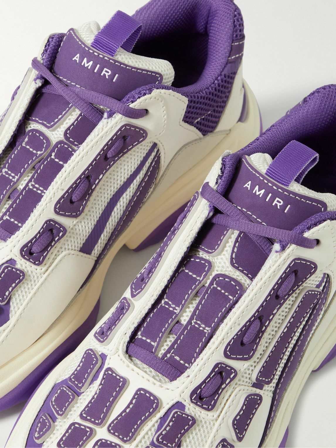 AMIRI - Bone Runner Leather-Trimmed Mesh Sneakers - Purple Amiri