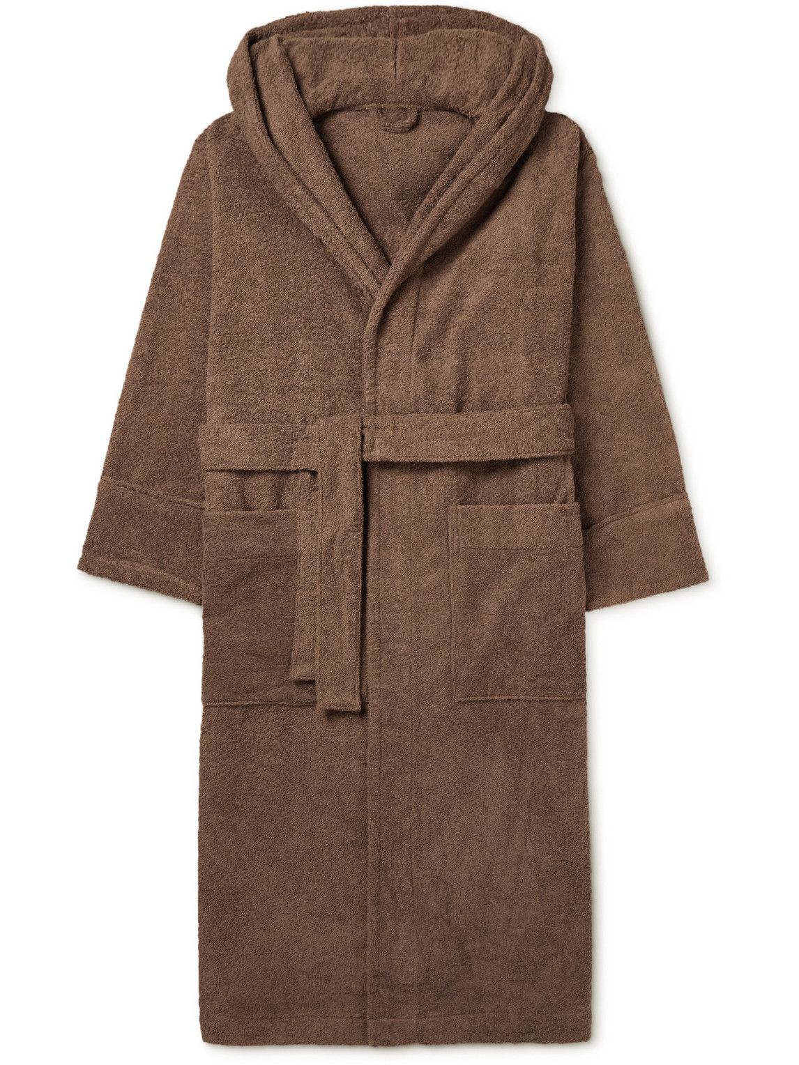 TEKLA - Organic Cotton-Terry Hooded Robe - Brown Tekla Fabrics