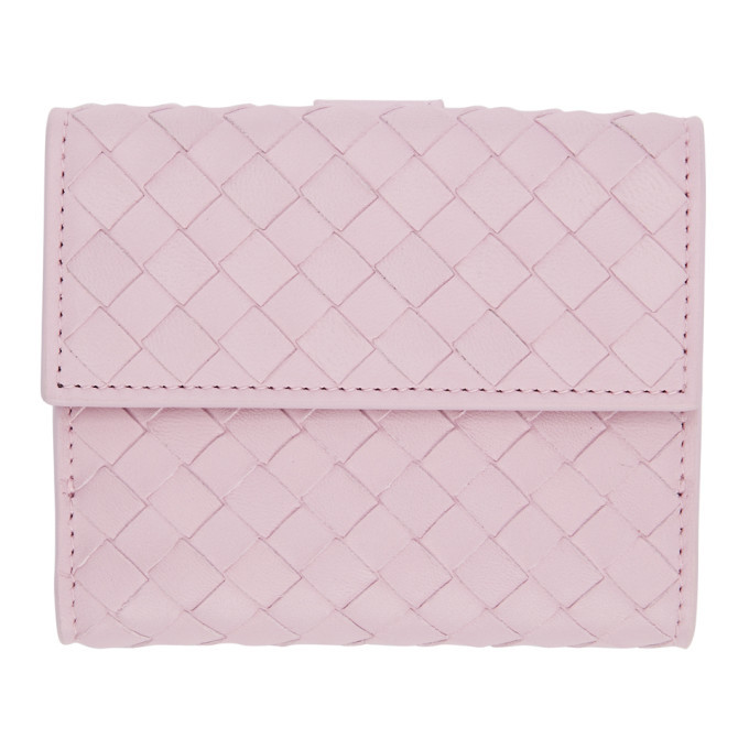 Bottega Veneta Pink Intrecciato Mini Foldover Wallet Bottega Veneta