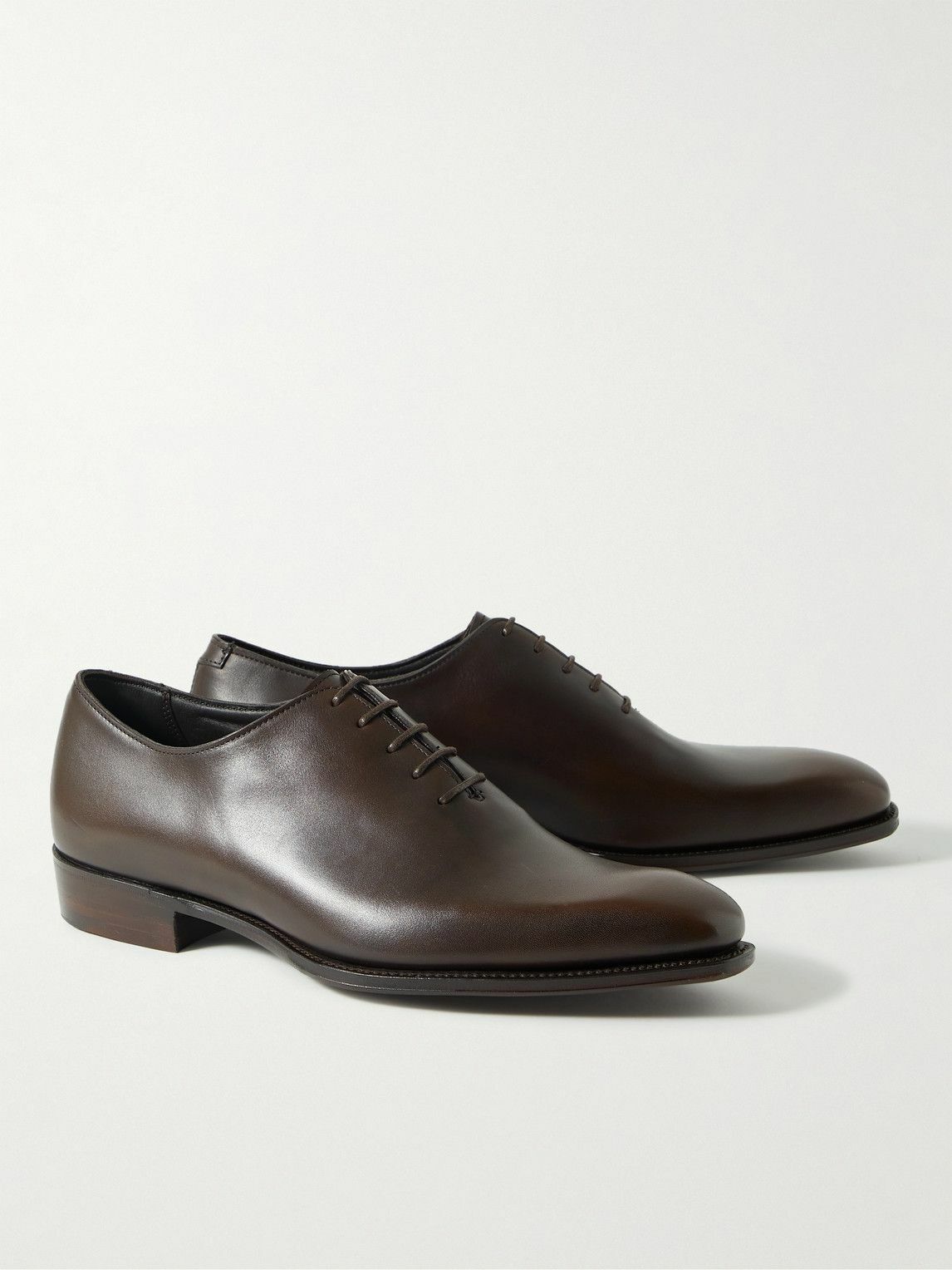 George Cleverley - Merlin Whole-Cut Leather Oxford Shoes - Brown George ...